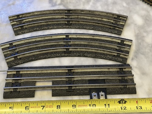 Marx O Gauge 2 Pc Curved 1 Straight Tracks W Black Road Bed | eBay