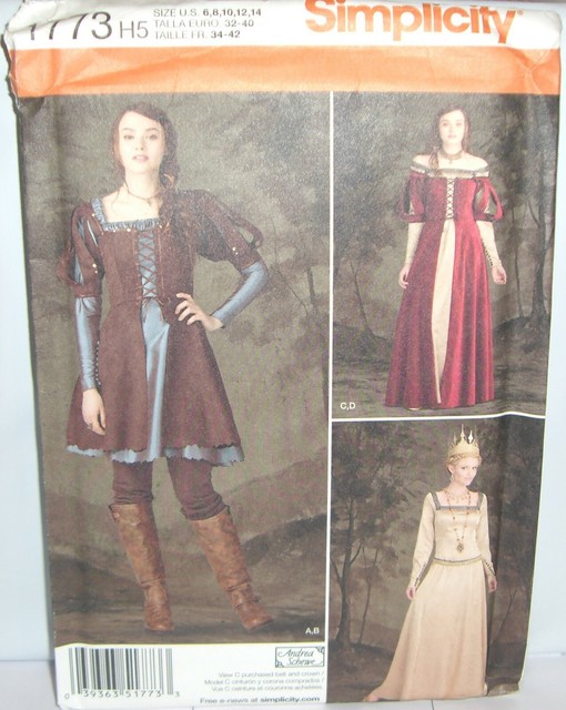 Simplicity Pattern 1773 H5 Misses' Costume Medieval Dress in Two ...