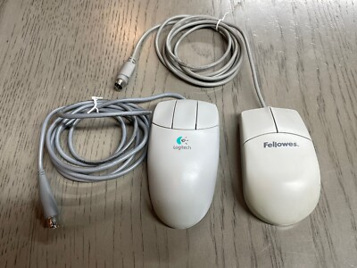 Vintage Logitech 3 Button M-C43 + Fellowes JKGMUS3P01 PS/2 Ball Mouse ...
