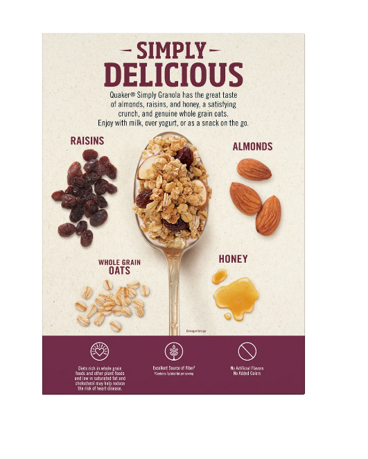 Quaker Simply Granola Breakfast Cereal, Oats Honey Raisins & Almonds ...