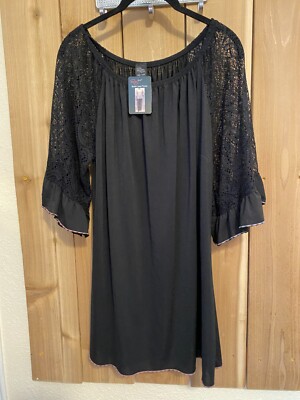 Win Win Solid Black Lace Tunic Size L/XL NWT | eBay
