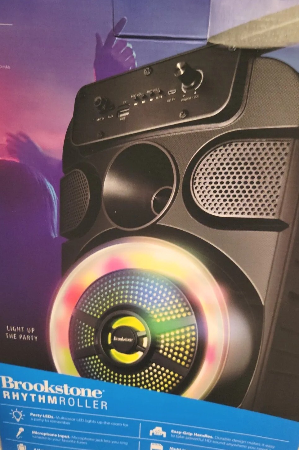 Brookstone Rhythm Roller Wireless Bluetooth LED Light Changing Tailgate ...