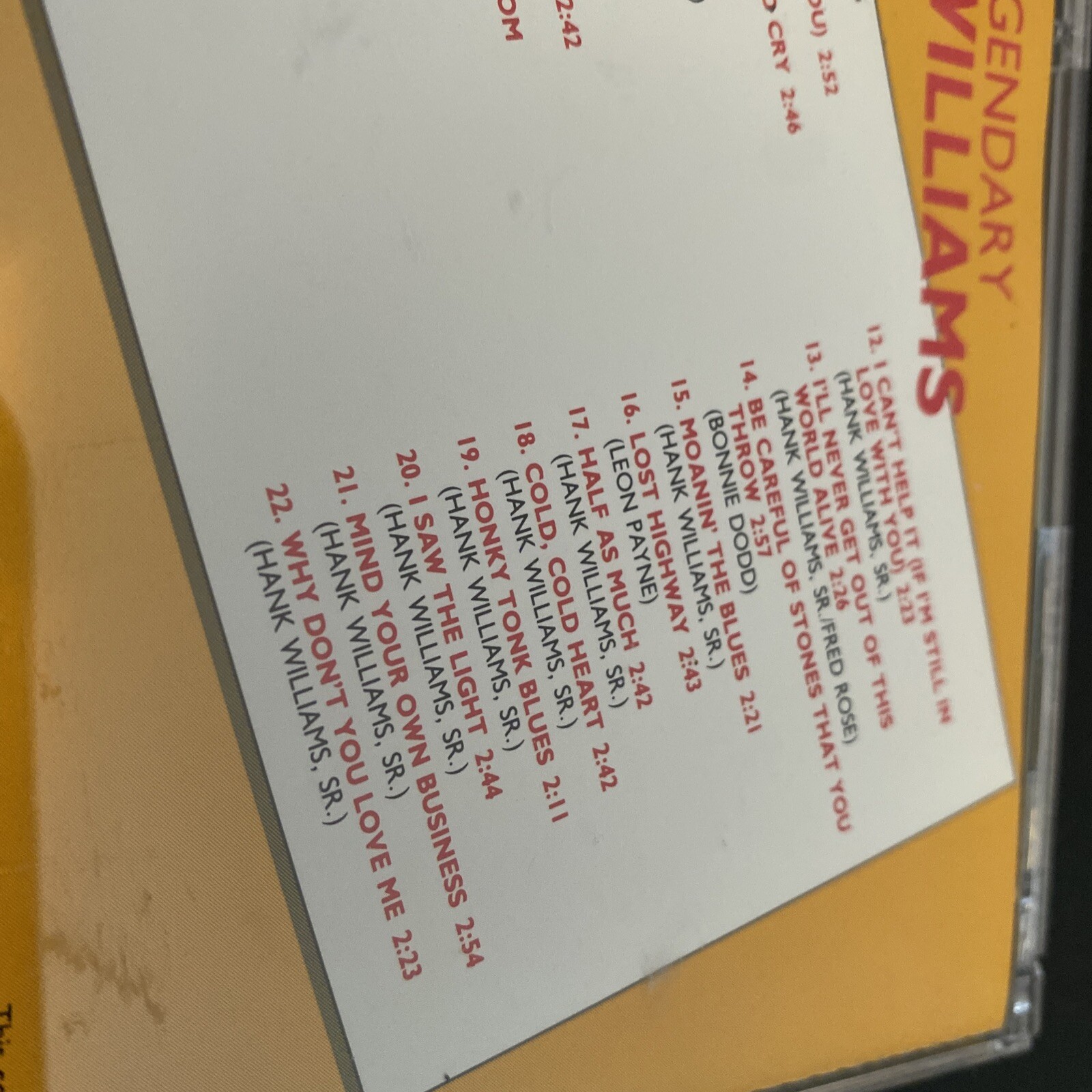 the legendary hank williams , cd Heartland Music 1991 | eBay