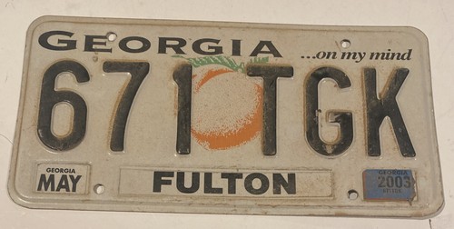 Vintage Georgia License Plate 671 TGK Fulton Georgia | eBay