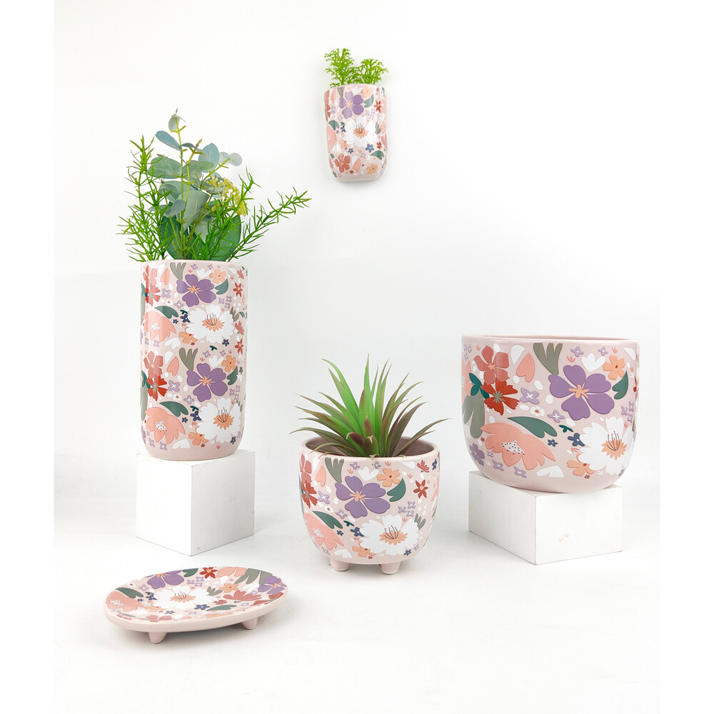 Urban Small Mae 10cm Ceramic Floral Planter Colourful Plant Flower Pot ...