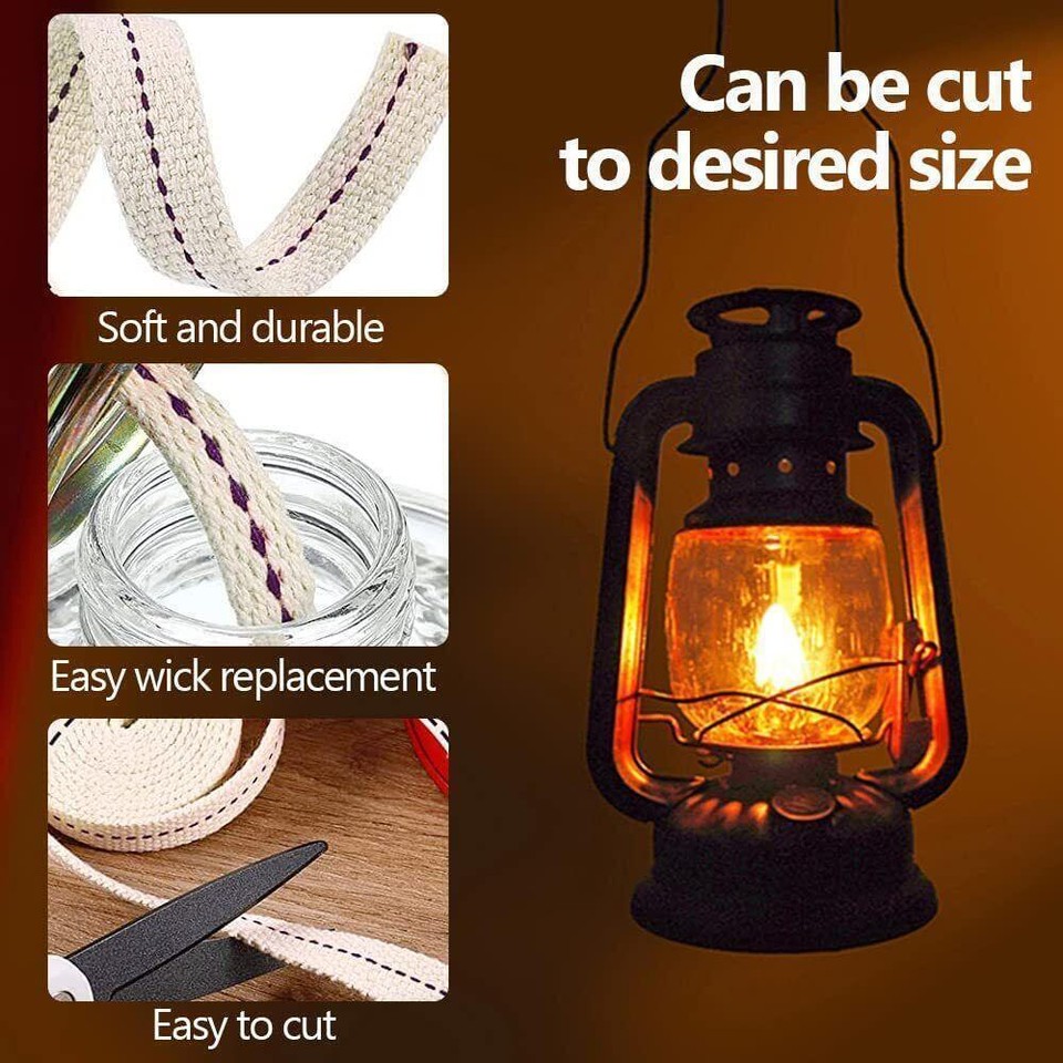 Flat Cotton Wick Paraffin Kerosene Oil Lamp Burner Width 1/2", 5/8", 3/ ...
