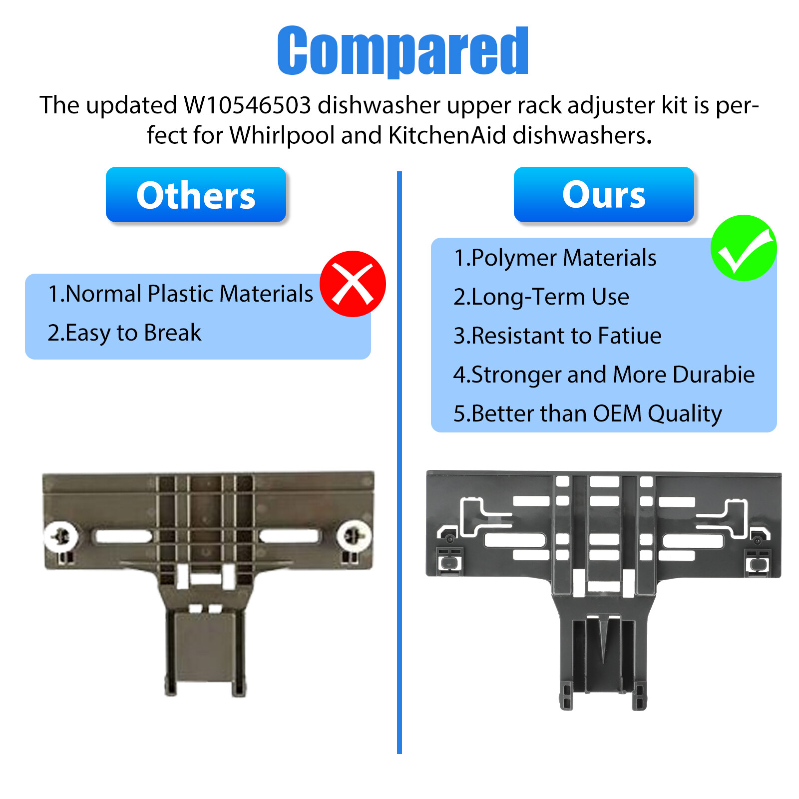 8Pcs W10546503 Upper Rack Adjuster for Whirlpool Dishwasher W10195840 ...