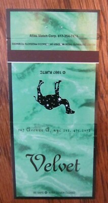 GAY BAR MATCHBOOK COVER: VELVET NIGHTCLUB 1997 MATCHBOOK COVER NEW YORK ...