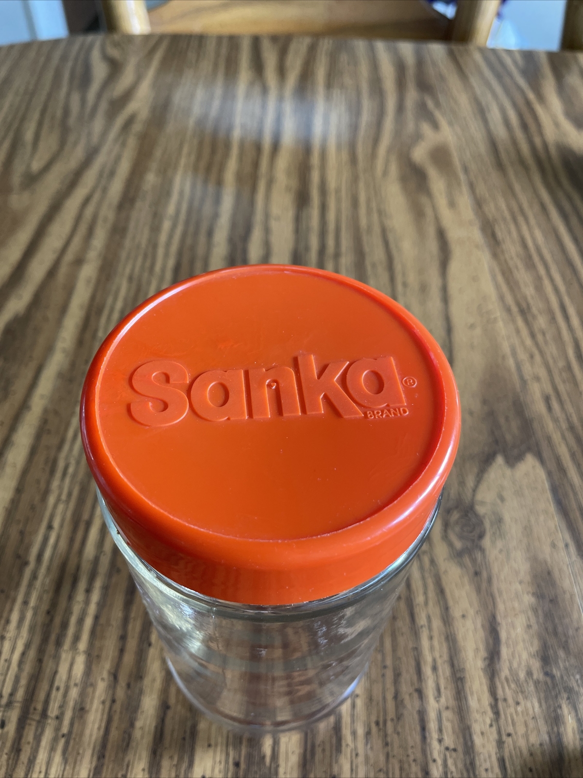 Vintage Sanka Brand Clear Glass Jar With Orange Plastic Twist Lid 6.75 ...