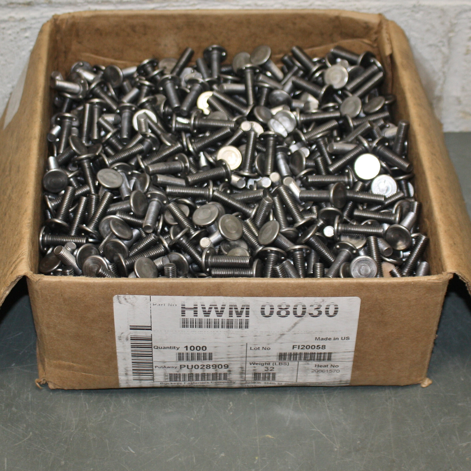 (1000) Buckeye Weld Studs HWM 08030, M8 x 1.25 Screw x 30 mm, 3 ...