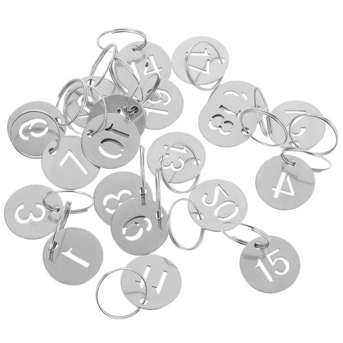 20 Sets Stainless Steel Round Stamping Tags Number Pendant Keychain ...