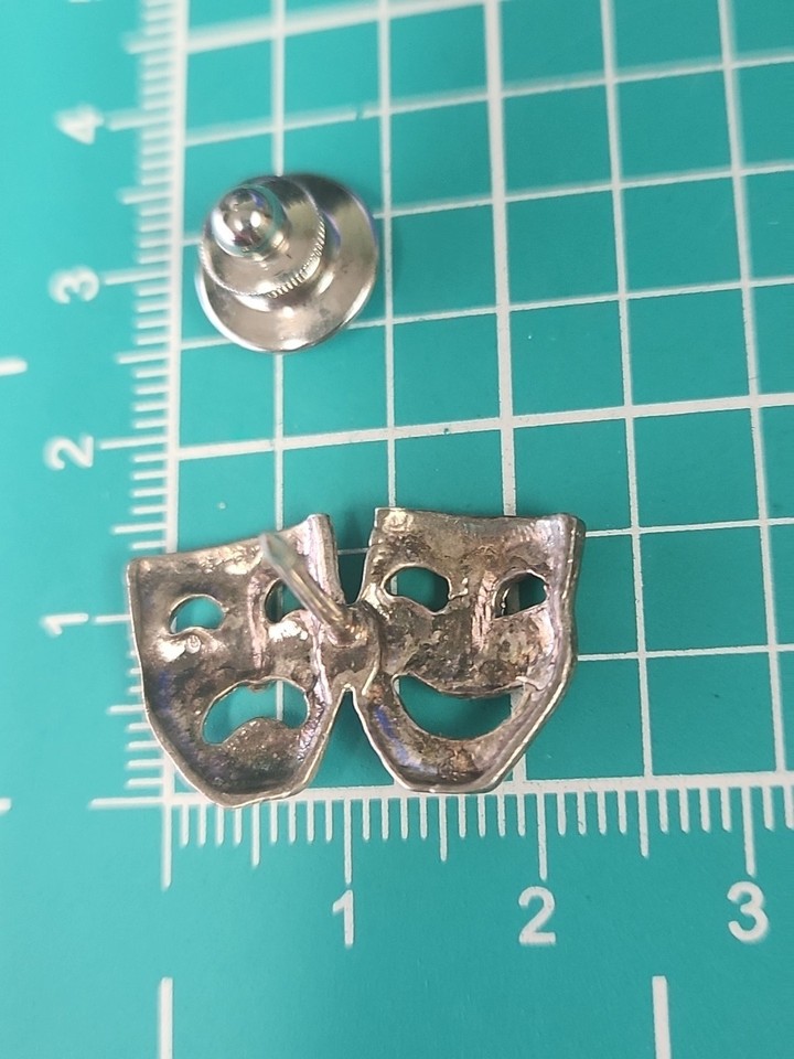 Vtg Theater Mask Comedy And Tragedy Silver Tone Lapel Pin | eBay