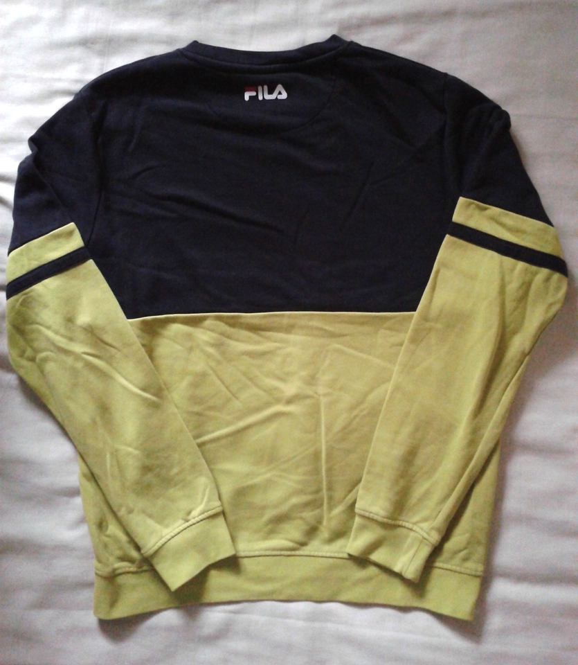 FILA Spell Out Logo Lime/Navy Crew Neck Sweatshirt Mens Size S | eBay