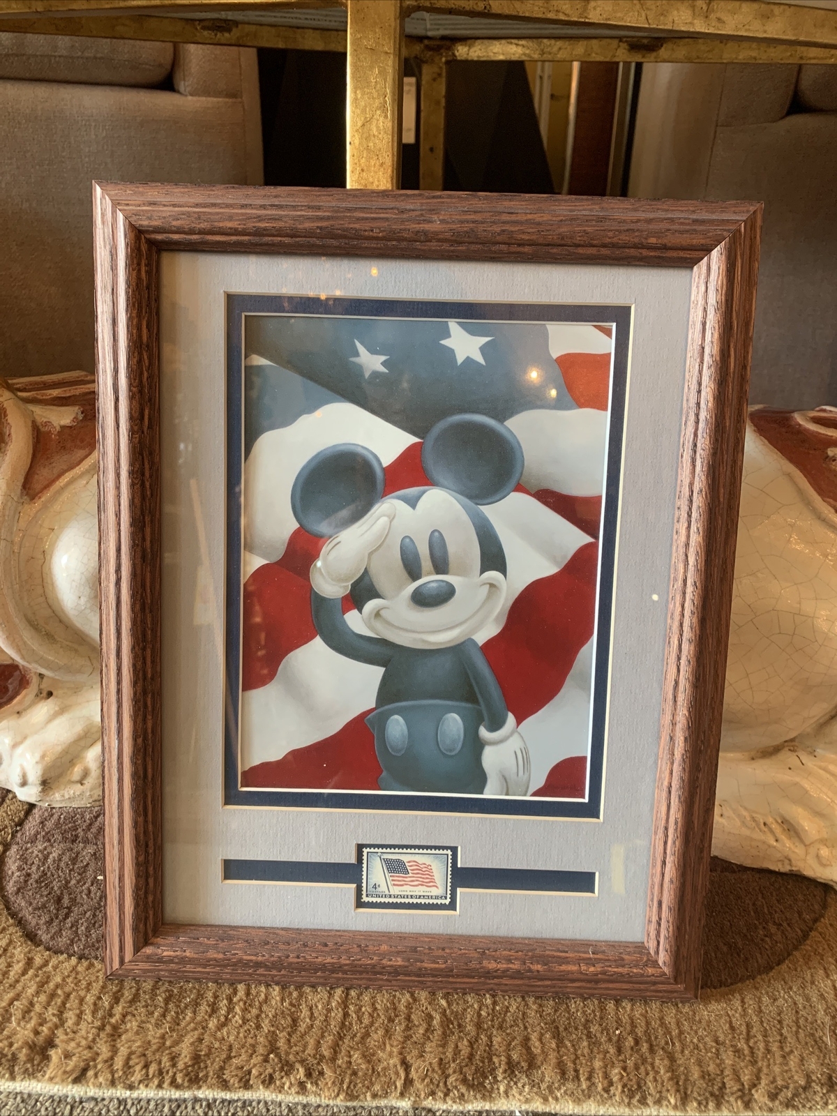Mickey Salutes America Peter Emmerich Framed Print With Stamp Vintage ...