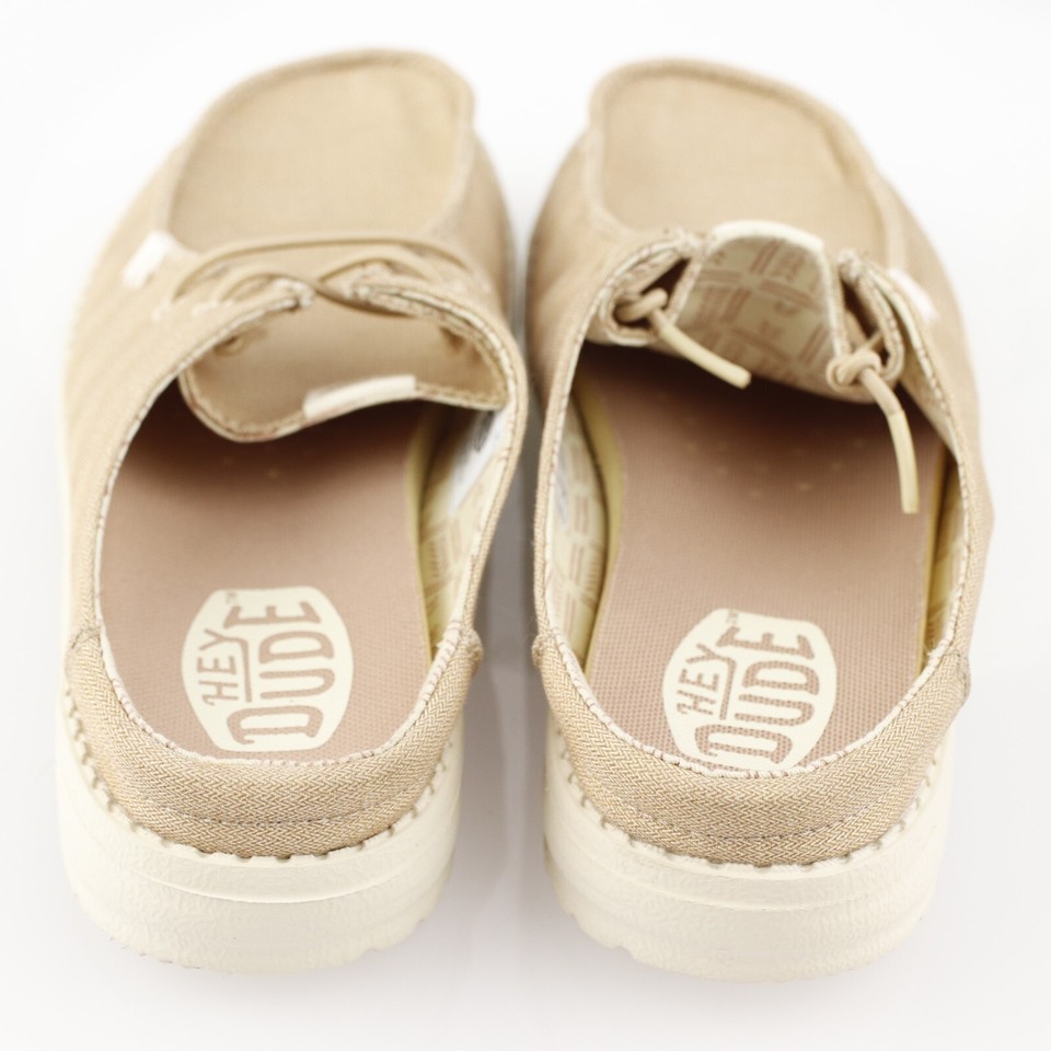 Hey Dude Womens Wendy Slip Mule Size 8 Tan Beige Canvas Casual Slip On ...