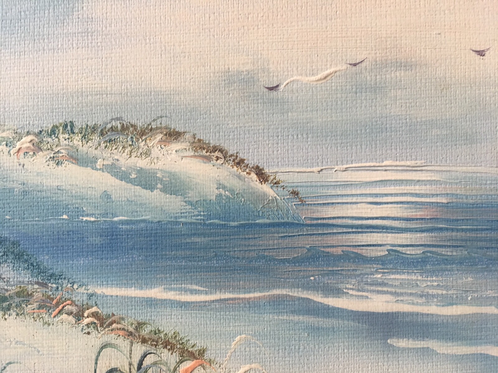 2 Original Oil Paintings Signed W. Amion, Boy & Girl Playing At Sea ...