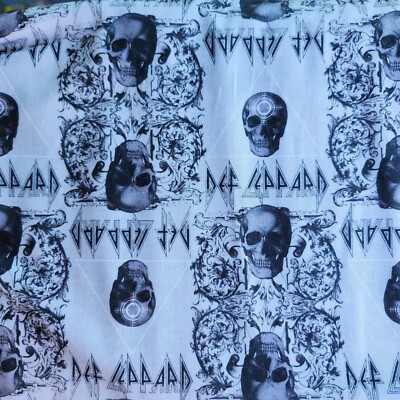 Def Leppard Skull And Logo Themed Fabric By The Yard 44in X 36in | eBay
