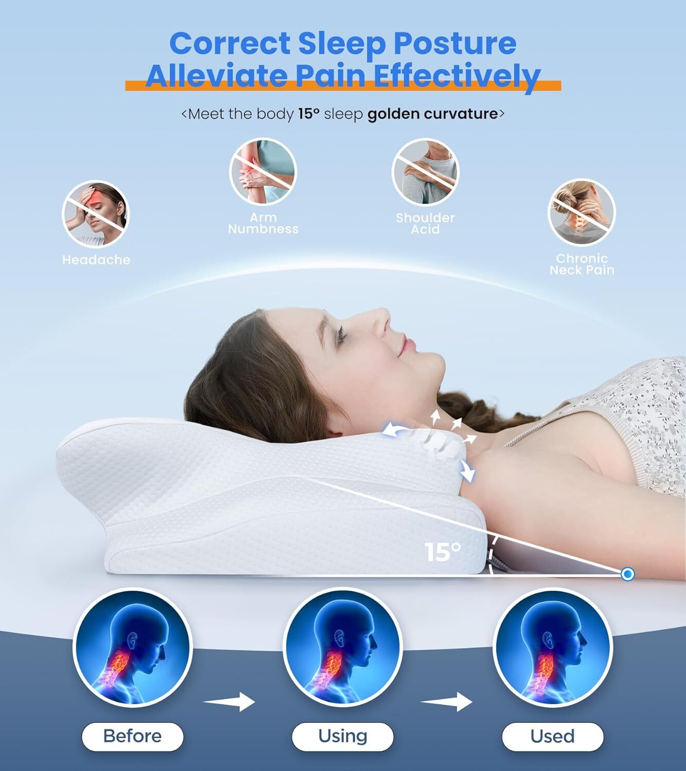 Ultra Pain Relief Cooling Pillow for Neck Support, Adjustable Cervical ...