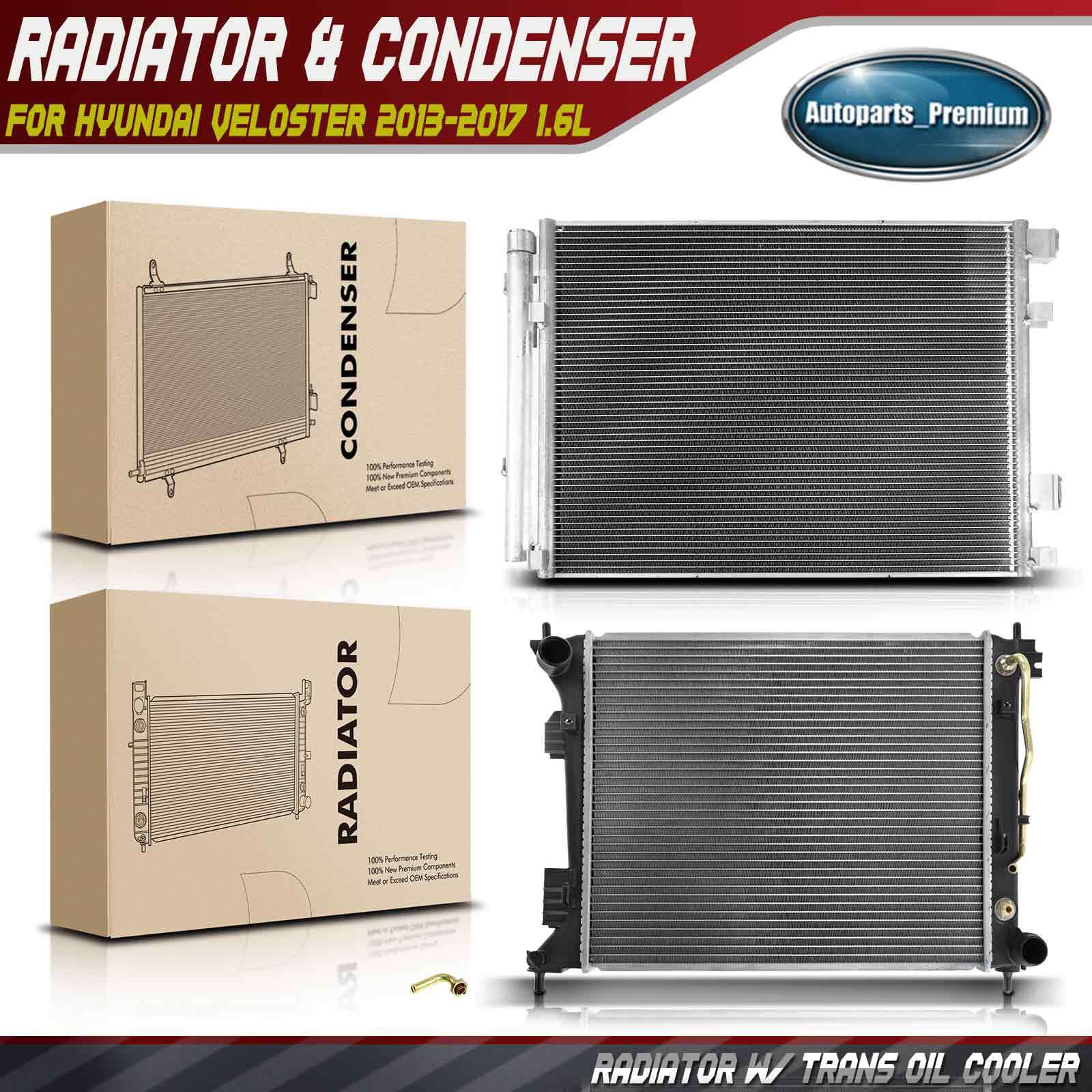 New Aluminum Radiator & AC Condenser Cooling Kit for Hyundai Veloster ...
