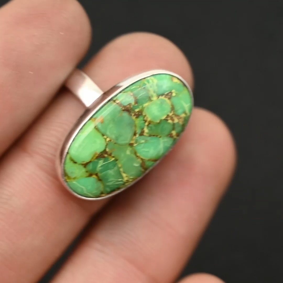 Natural Green Turquoise Gemstone Handmade 925 Sterling Silver Jewelry ...