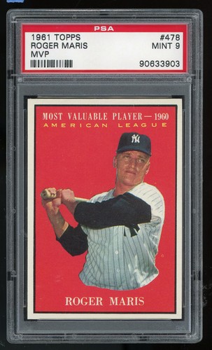 1961 Topps Roger Maris MVP #478 PSA 9 MINT Well Centered + Super ...