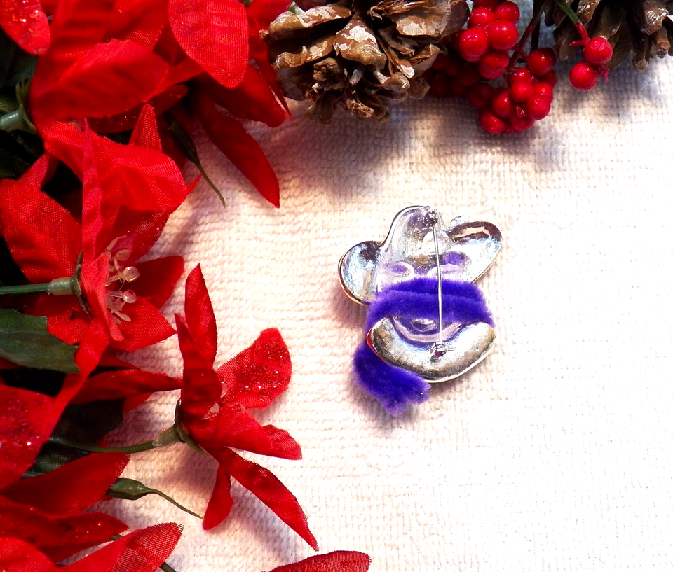 VINTAGE REPRO PIN BROOCH CHRISTMAS CLASSY POLAR BEAR PURPLE PIPE CLEANER X23Z | eBay