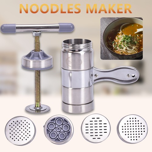 5 molds Manual Noodle Pasta Maker Press Kitchen Tool Machine Stainless ...