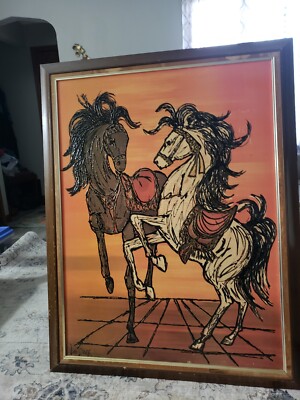 original painting signed by lee burr dancing horses 1969. | eBay