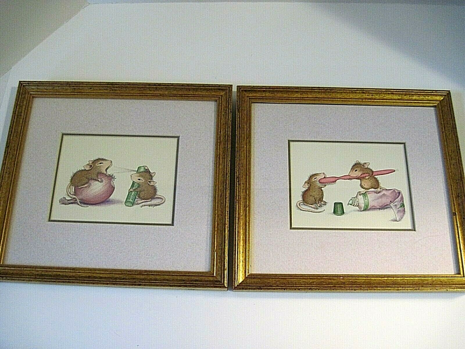 House Mouse Toothbrush 2 (two) Mice Framed Art Wall Ellen Jareckie | eBay
