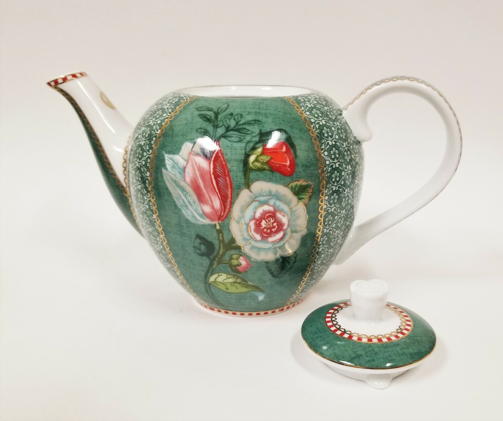 PASSIONATELY INSPIRED SMALL SPRING TO LIFE GREEN FLORAL PORCELAIN TEA ...