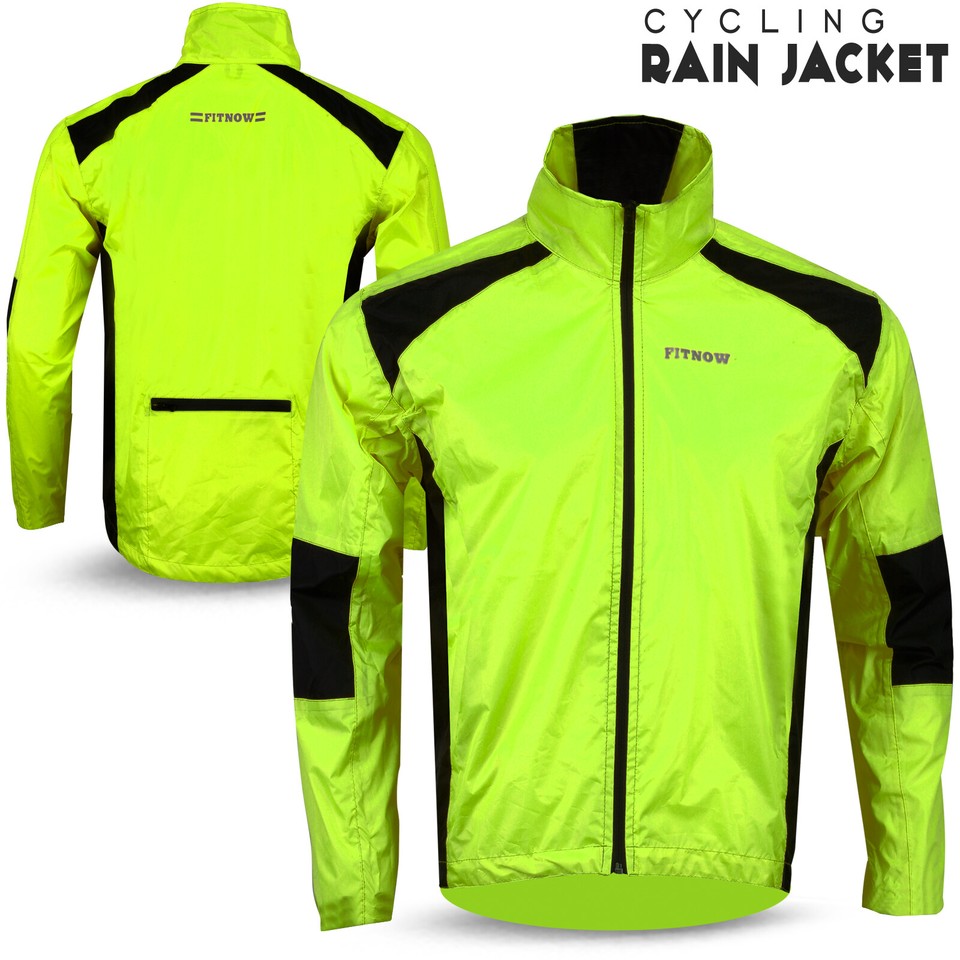 Mens Cycling Waterproof Rain Jacket High Visibility Running Top Coat M ...