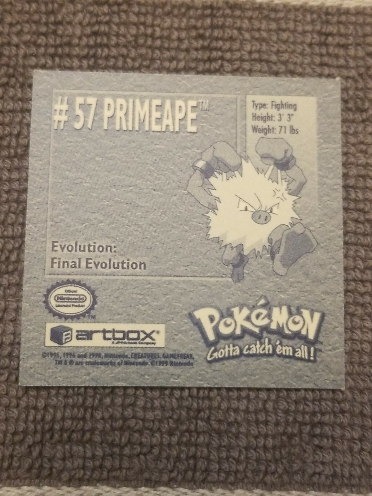 Pokemon 1999 Artbox Series 1 Stickers Primeape 57 | eBay
