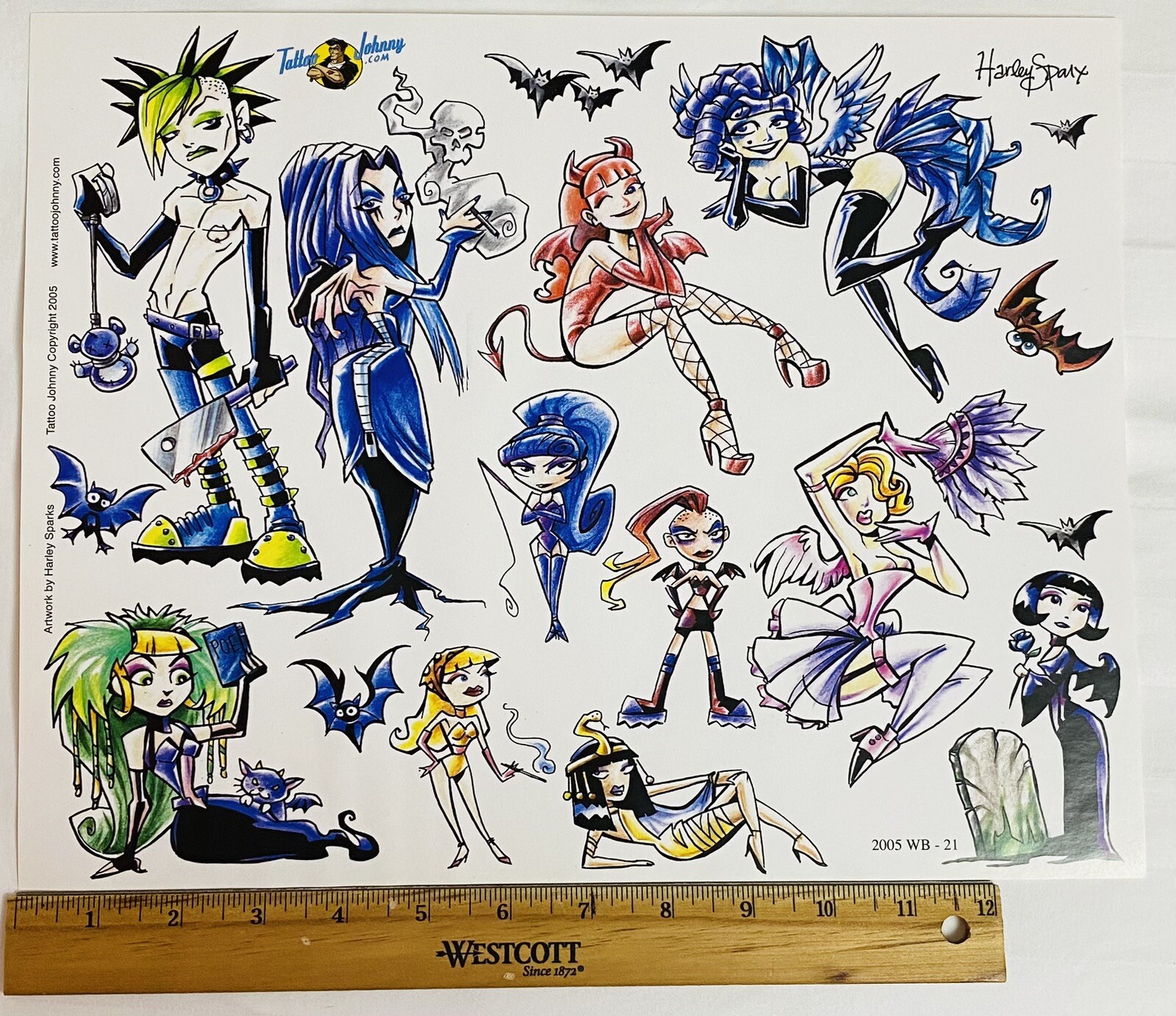 Vintage-Tattoo Johnny 10 Sheets 2005 WB-16 through WB-25 Artist: Harley ...