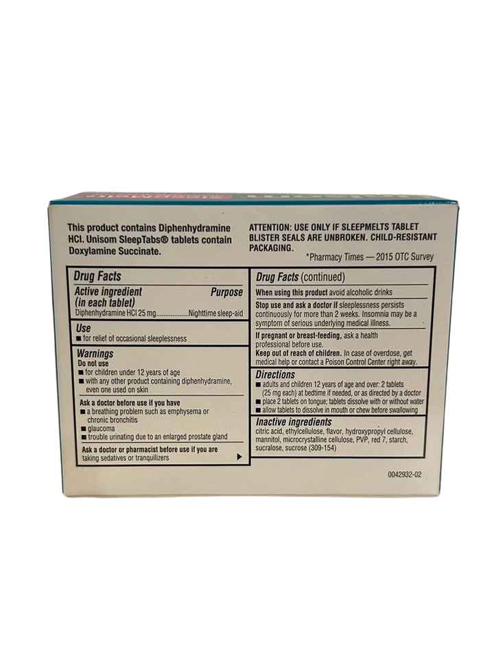 Unisom SleepMelts Sleep Melts Nighttime Sleep Aid Cherry 24 Tablets Exp ...