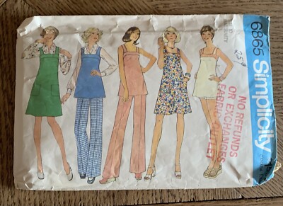 Vtg 1970s Simplicity 6865 Sewing Pattern Misses 10 Maternity Pants Tops ...