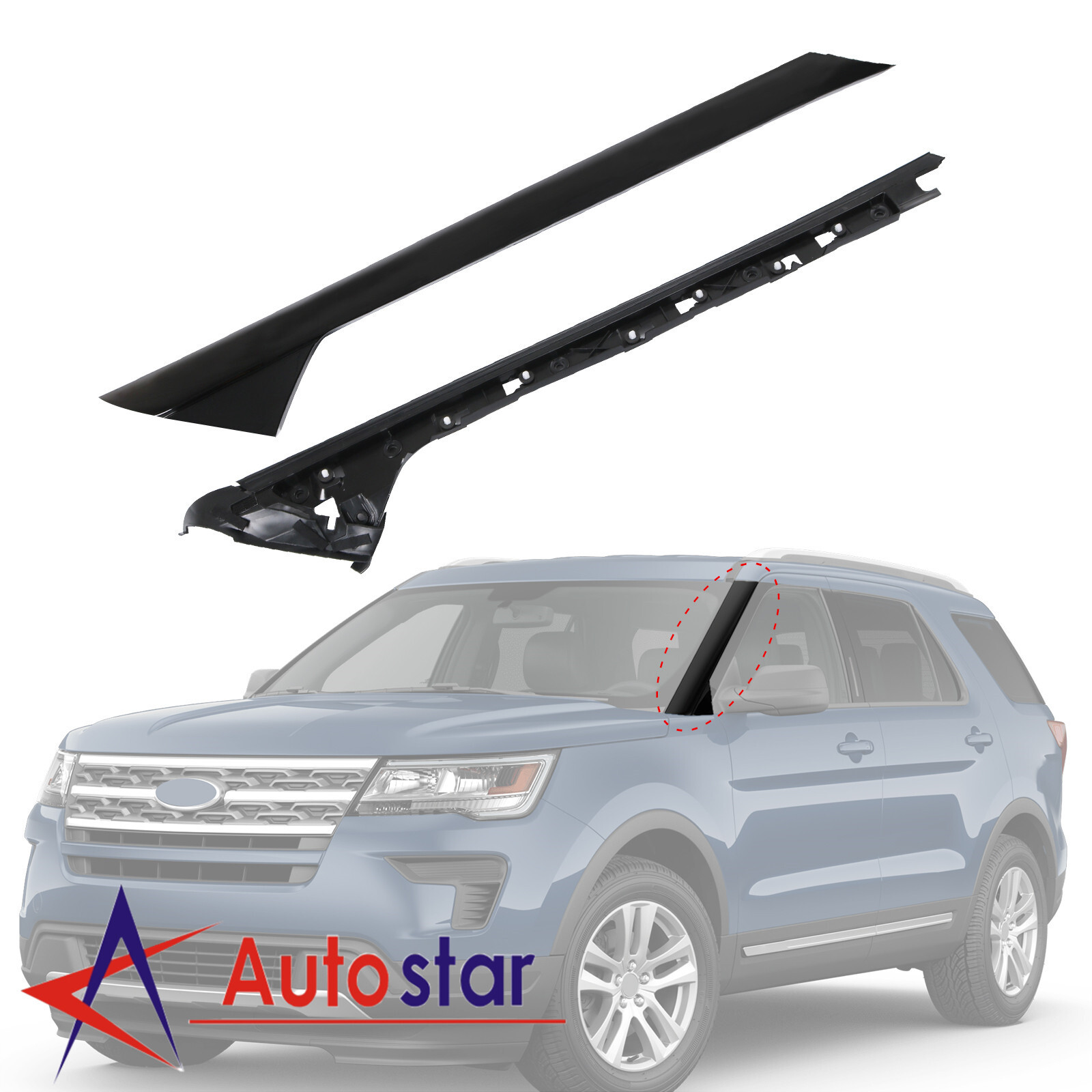 Pair Left Side Windshield A-Pillar Molding Trim For 2011-2019 Ford ...