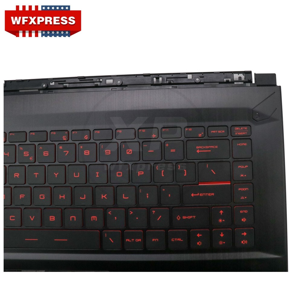 New For MSI GF65 9SD 9SE 10SD MS-16W1 Palmrest Keyboard Red Backlit ...
