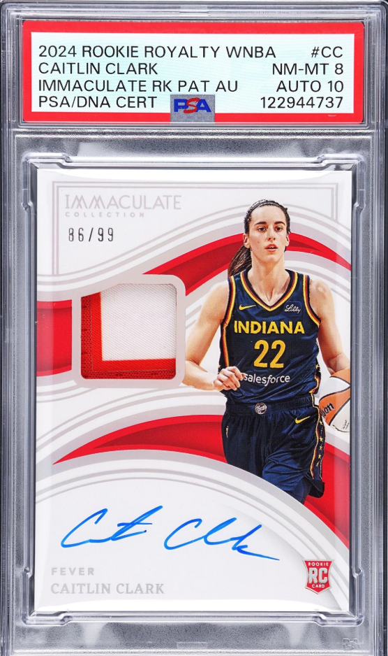 2024 Rookie Royalty WNBA Caitlin Clark Immaculate RC Patch 86/99 PSA 8 ...