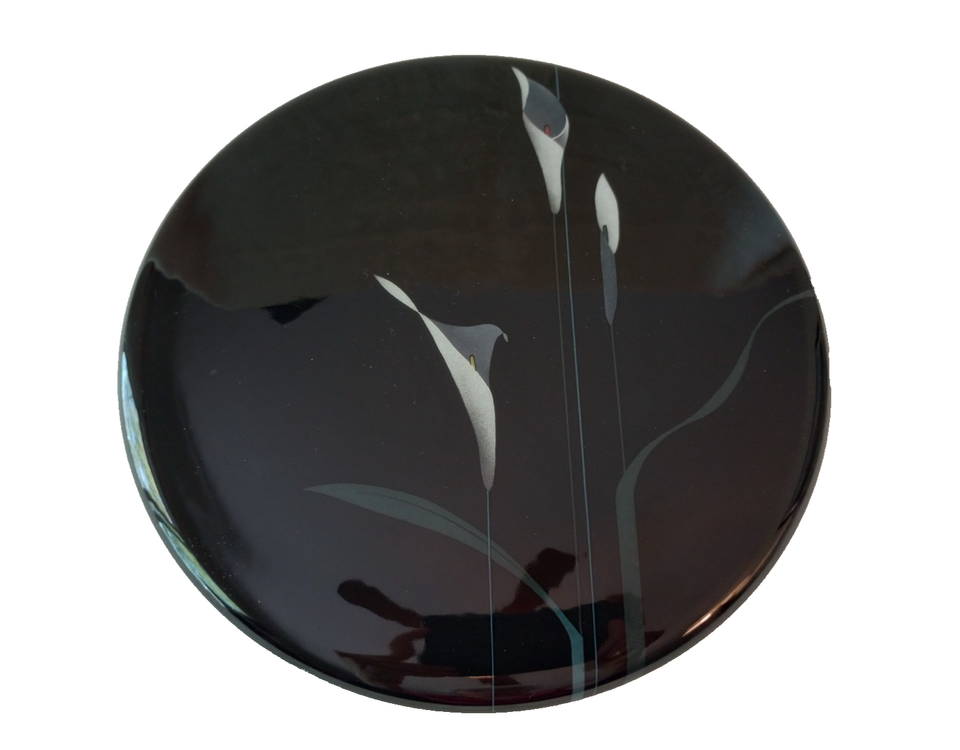 Mikasa Black Opus Glass Calla Lily FX005 Cheese Plate 10.5” with ...