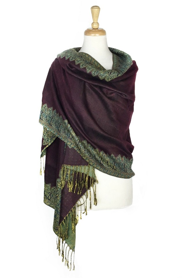 US-SELLER New Reversible Border Paisley Pash, Scarf Shawl Wrap Elegant ...