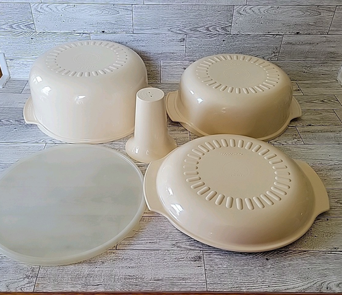 VTG Tupperware 5 PC Microwave Almond Stack Cooker Steamer Cookware Set ...