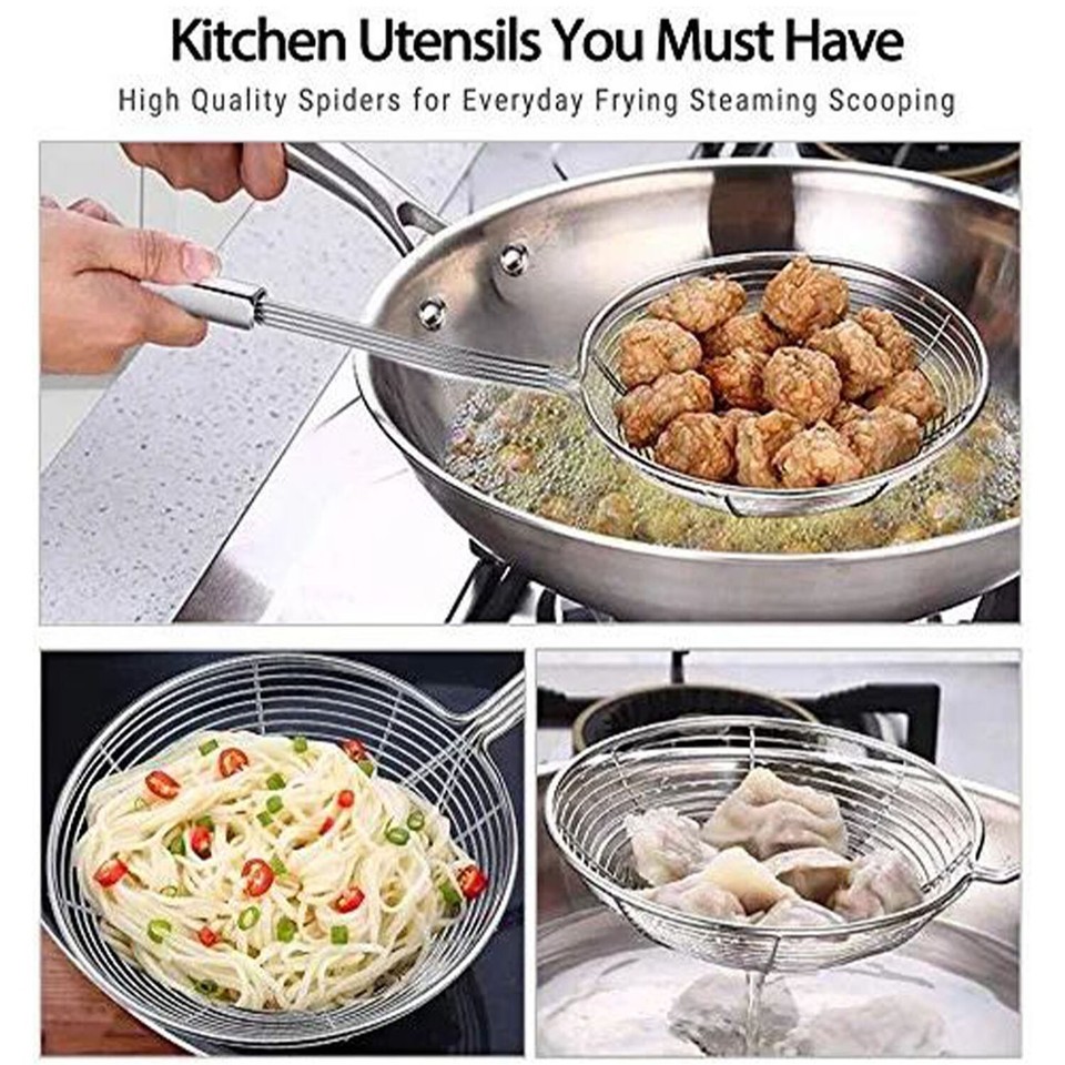 Spider Skimmer Strainer Ladle Deep Frying Chinese Spoon and Stainless ...