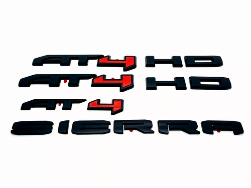 Gloss Red Black Overlay 2020-25 AT4 HD Emblem kit Fit GMC Sierra 2500HD ...