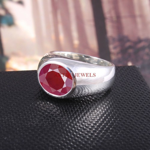 Heated Ruby Gemstone with 925 Sterling Silver Ring for Men's #5472 | eBay