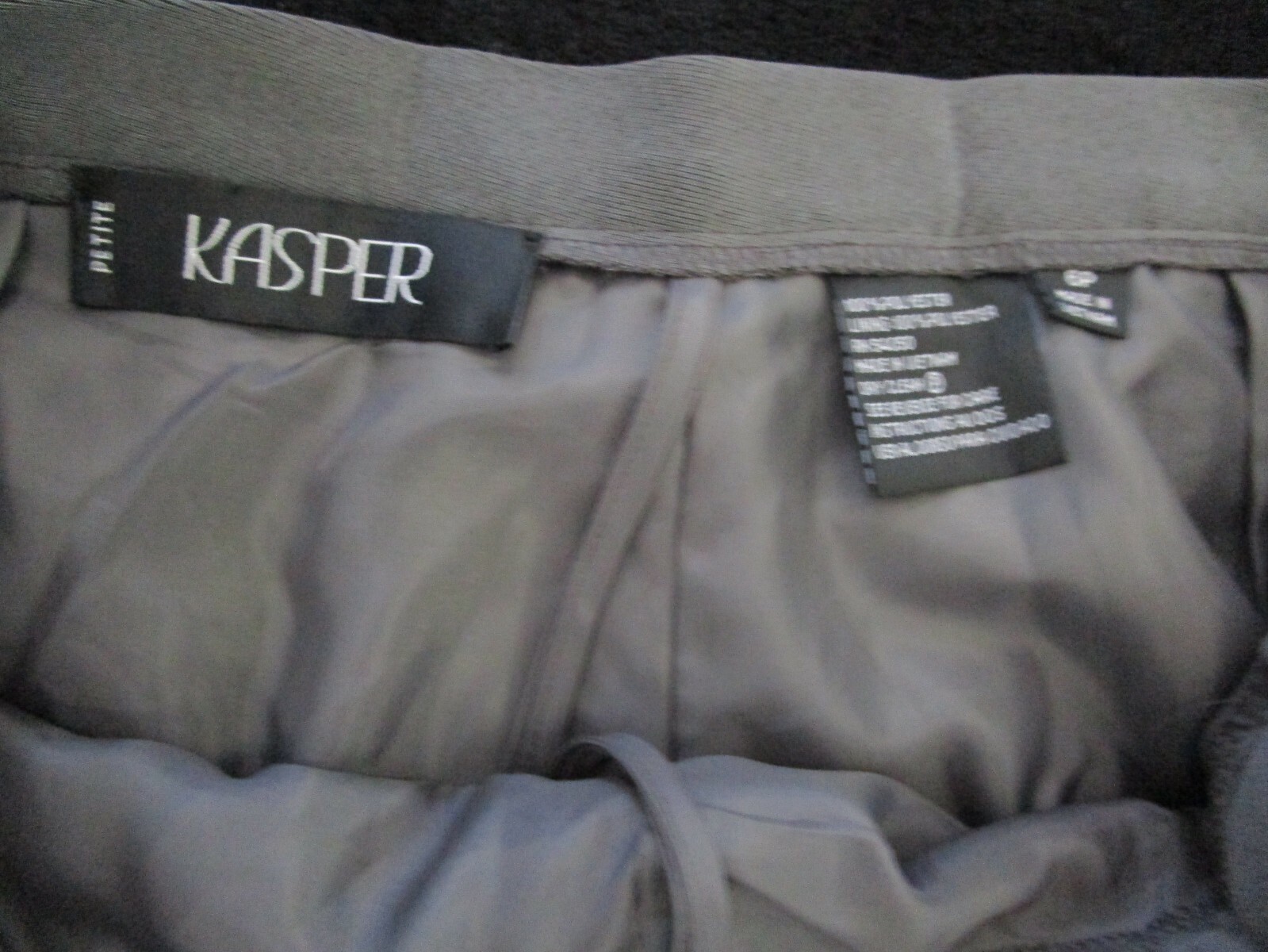 Women's KASPER Slacks Charcoal Gray Poly Lined Pant Side Zipper Size 6 ...