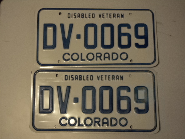 PAIR EXPIRED VINTAGE COLORADO disabled veteran License Plates DV 0069 ...