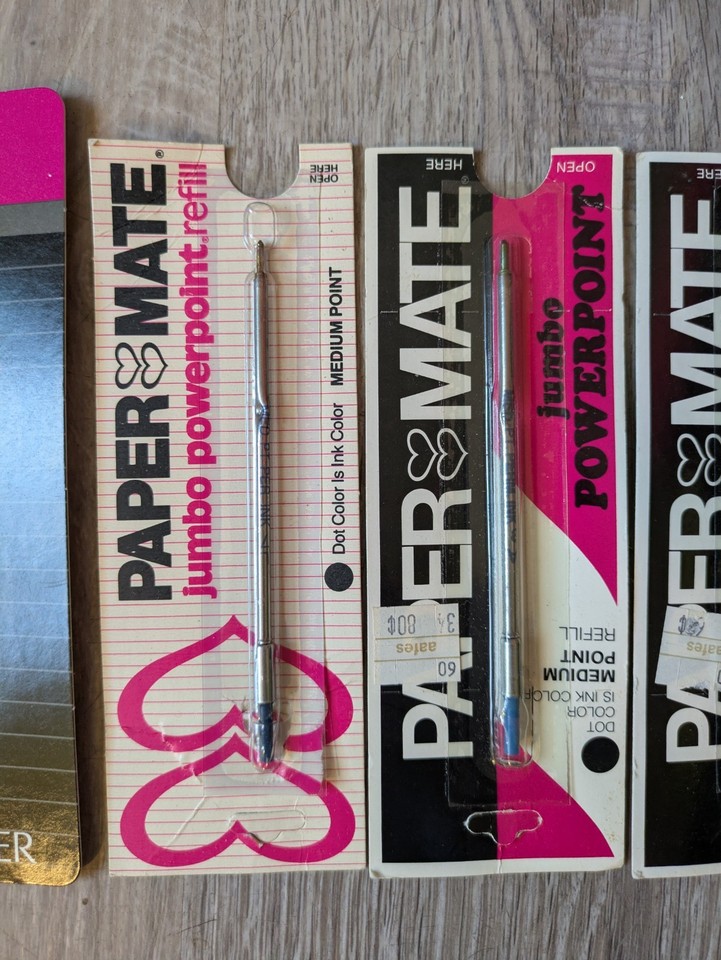 Vintage Lot of 6 Paper Mate, Parker & Flair Black Ink Pen Refill Lot ...