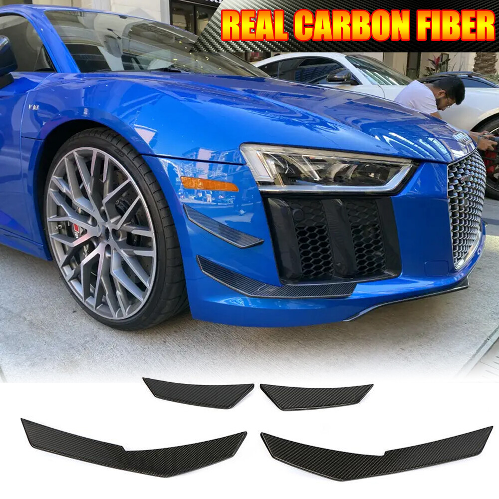 For Audi R8 V8 V10 2016-2018 Real Carbon Front Bumper Splitters Canard ...
