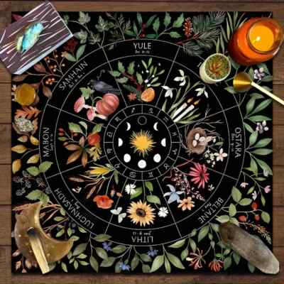 Pagan Wiccan Seasons Calendar Gothic Altar Divination Cloth large 75 x ...