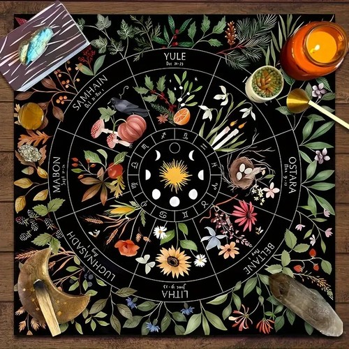 Pagan Wiccan Seasons Calendar Gothic Altar Divination Cloth large 75 x ...
